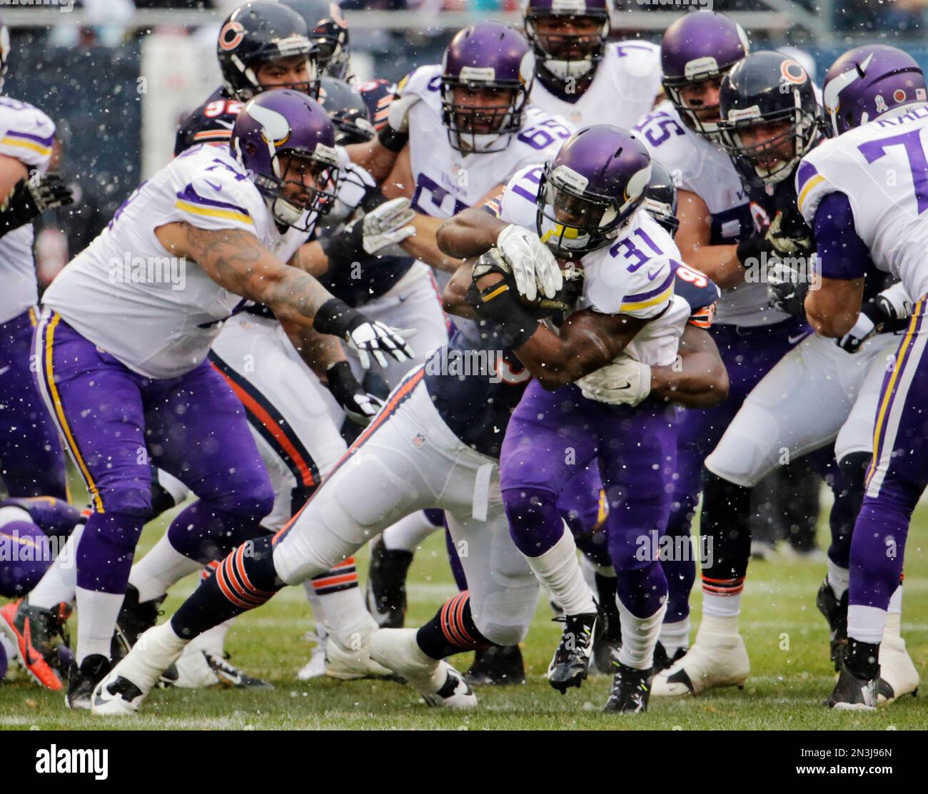 Minnesota Vikings running back Jerick McKinnon (31) is tackled by ...