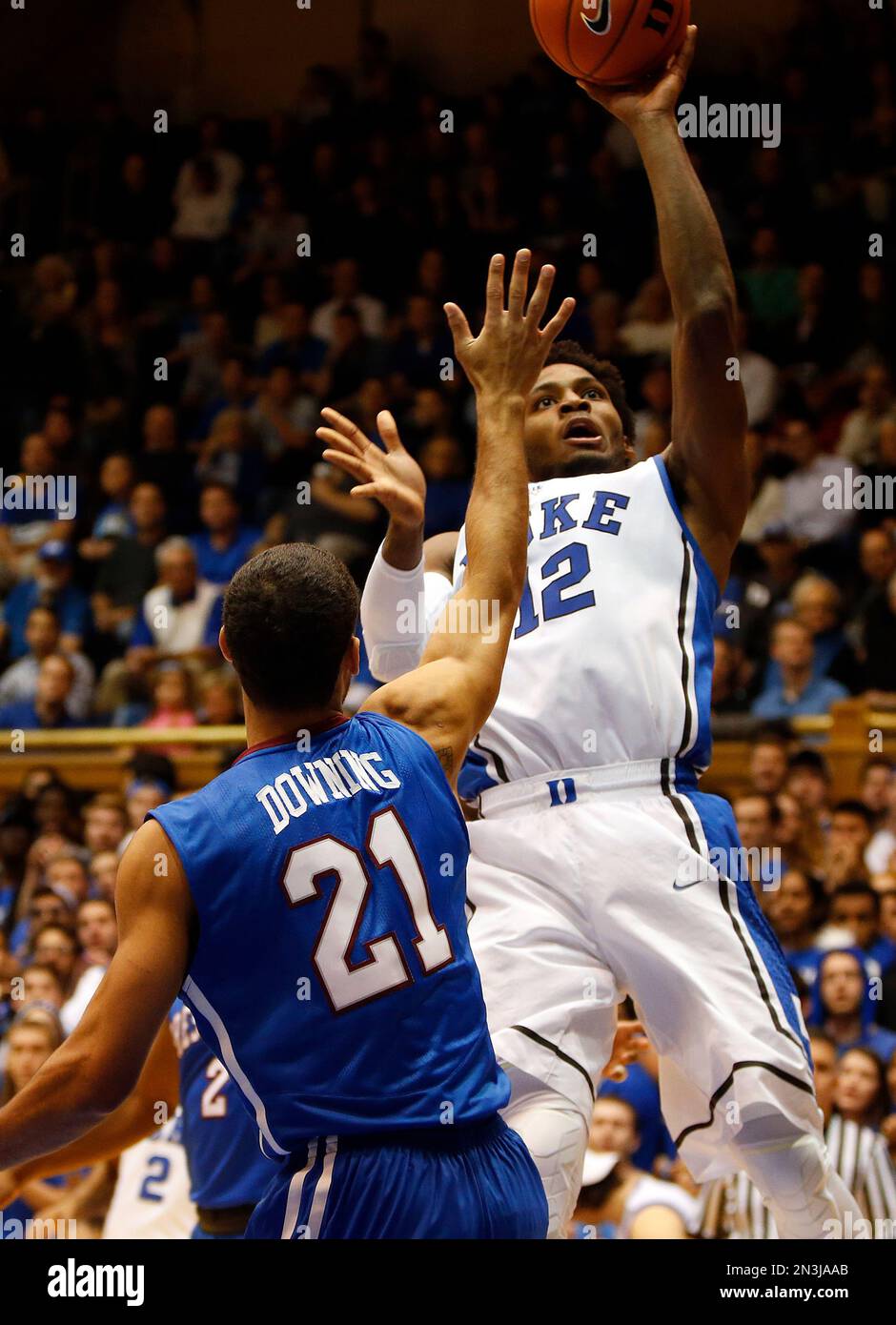 Duke's Justise Winslow (12) drives the net over Presbyterian's Jordan ...