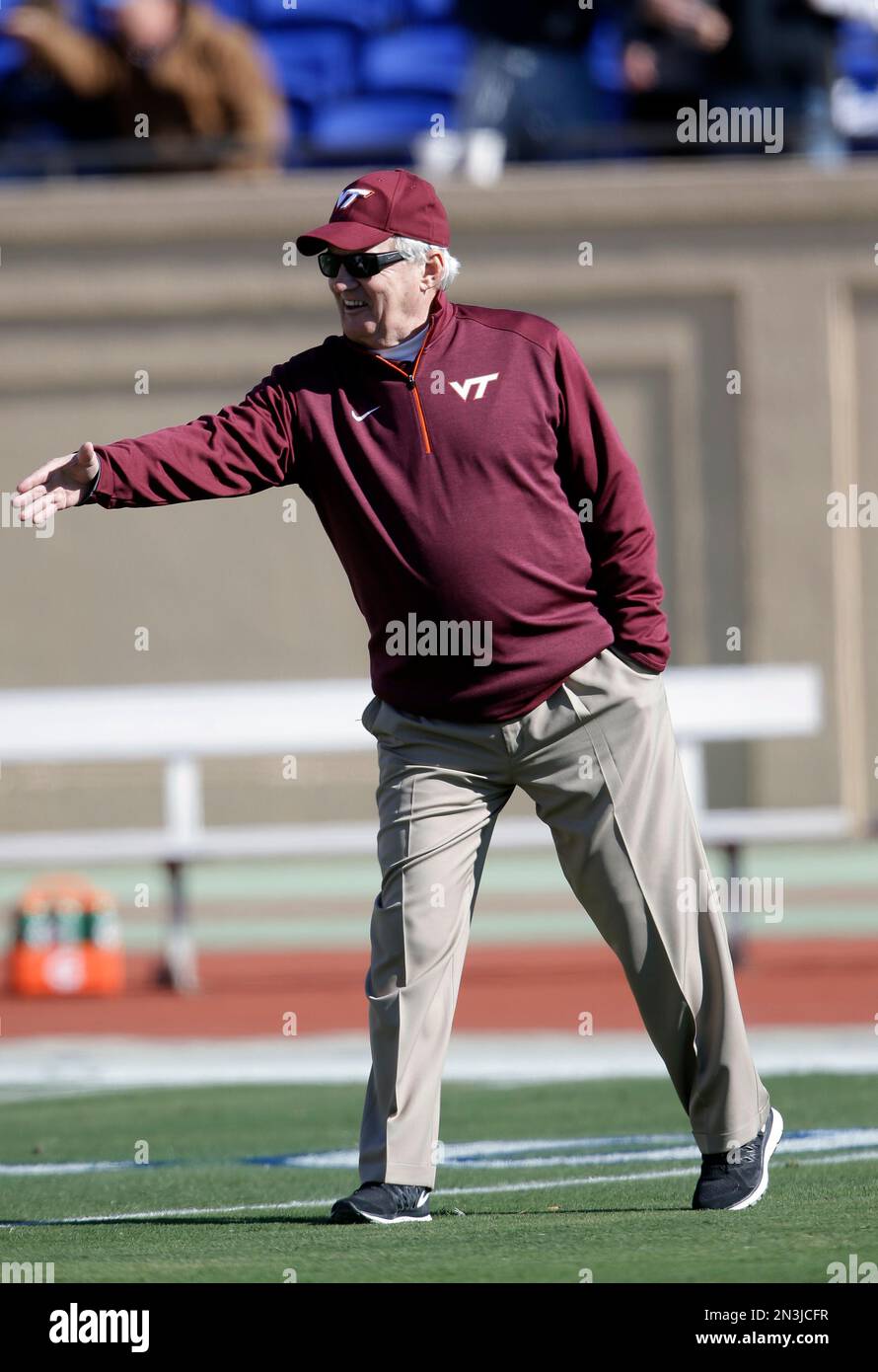 Virginia Tech head coach Frank Beamer shakes hands prior to an NCAA ...