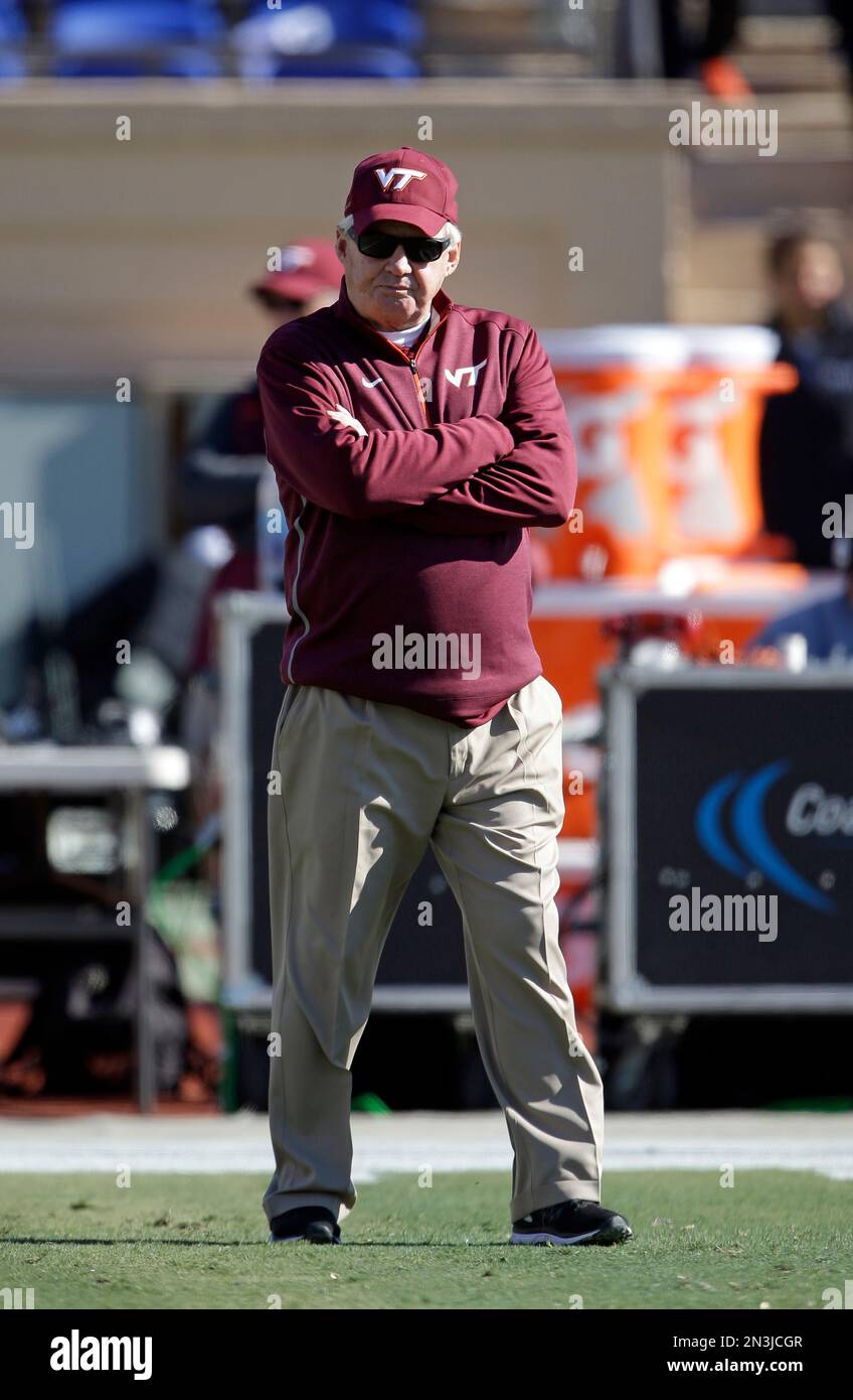 Virginia Tech head coach Frank Beamer watches prior to an NCAA college ...