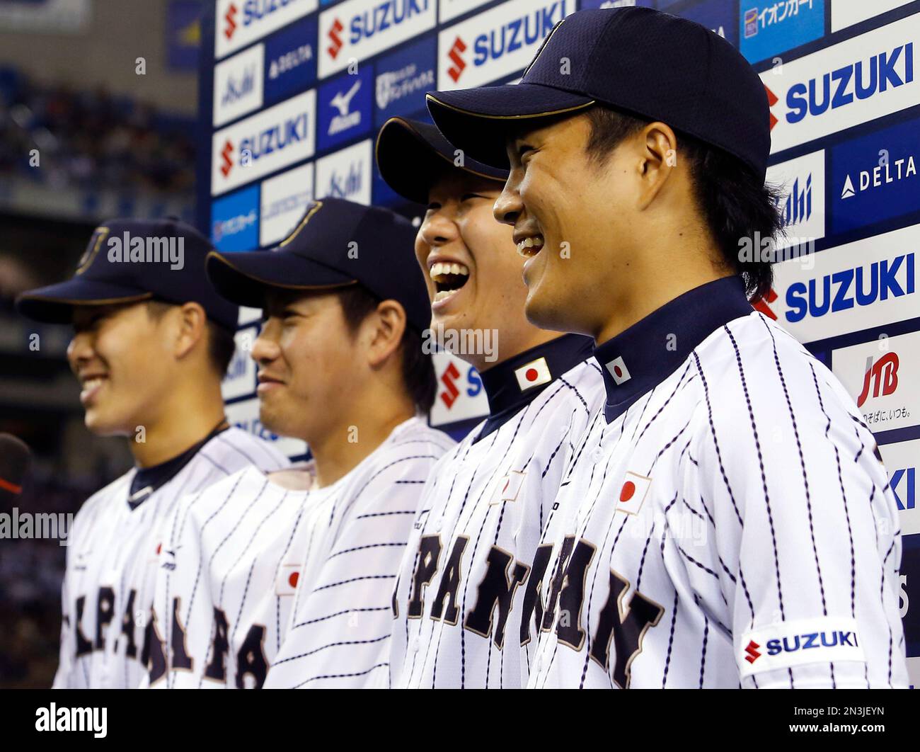 Japan's pitchers, from right, Takahiro Norimoto, Yuki Nishi, Kazuhisa ...