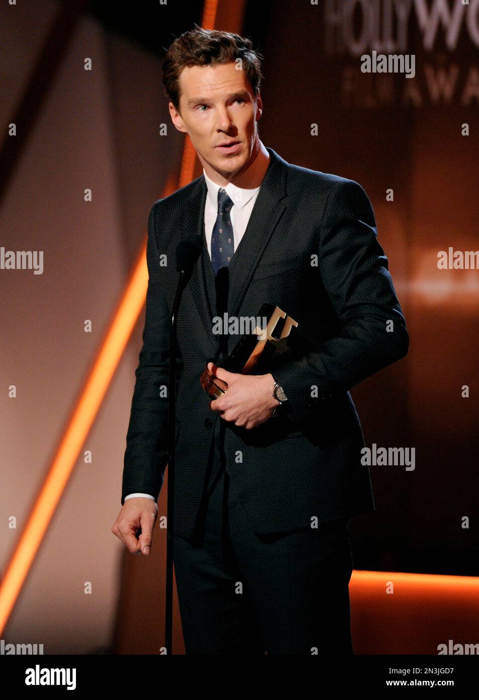 Benedict Cumberbatch accepts the Hollywood actor award on stage at the ...