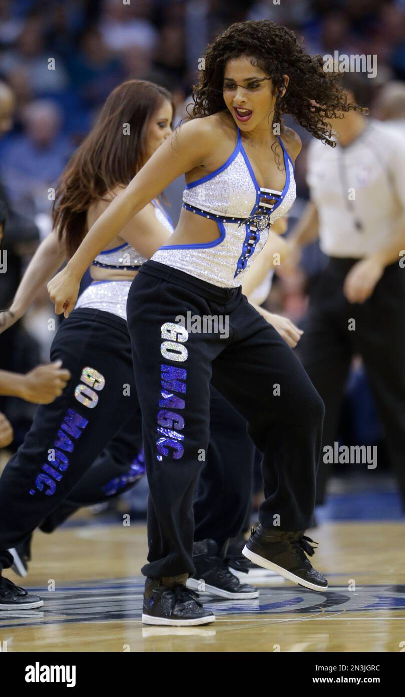 Orlando Magic dancers perform during the second half of an NBA ...