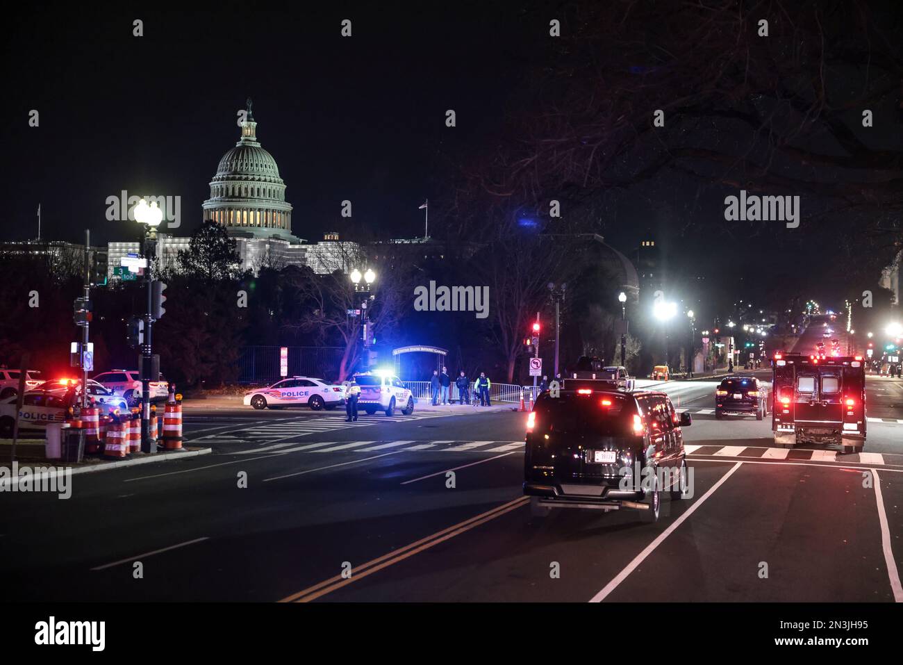 U.S. President Joe BidenÕs motorcade arrives at the U.S. Capitol, where ...