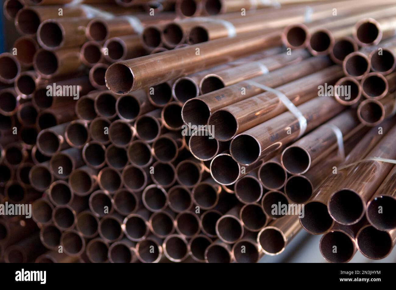 Racks of copper water pipe; Lincoln, Nebraska, United States of America ...