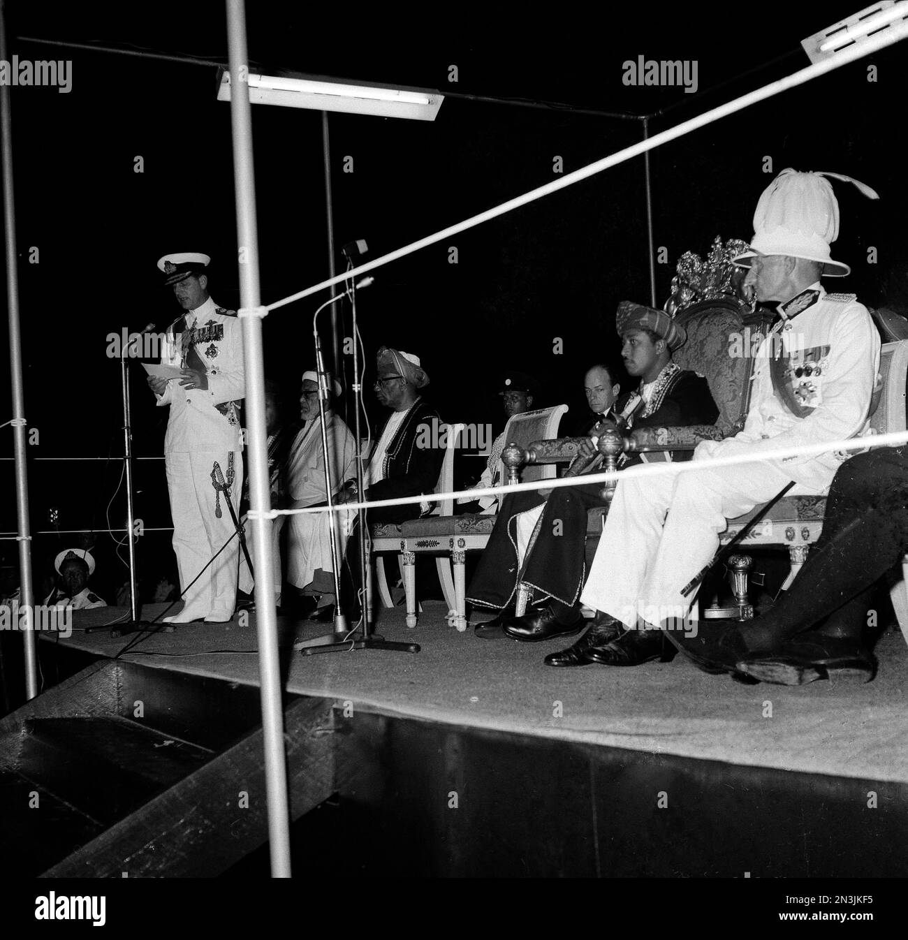 Prince Philip, Duke of Edinburgh, reads his address during the four-and ...