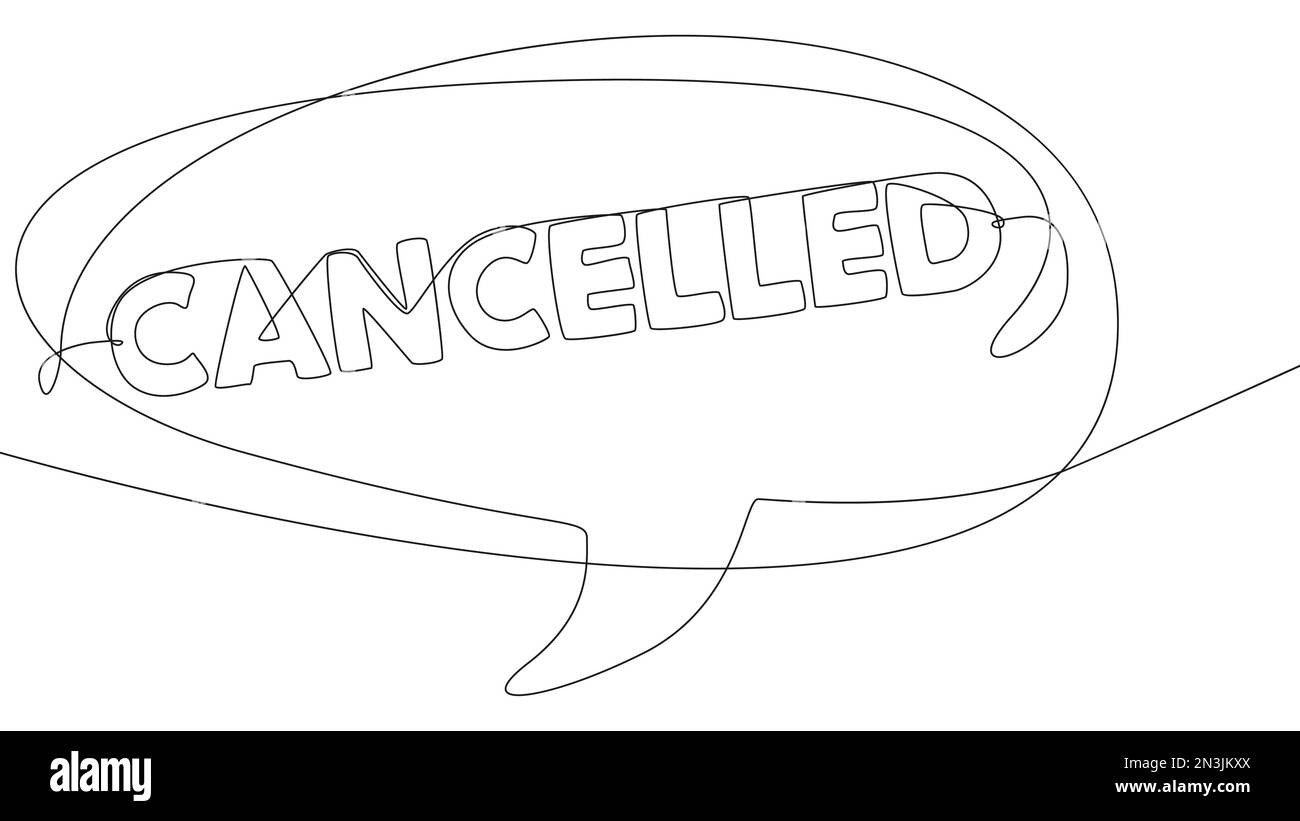 One Continuous Line Of Speech Bubble With Cancelled Text Thin Line