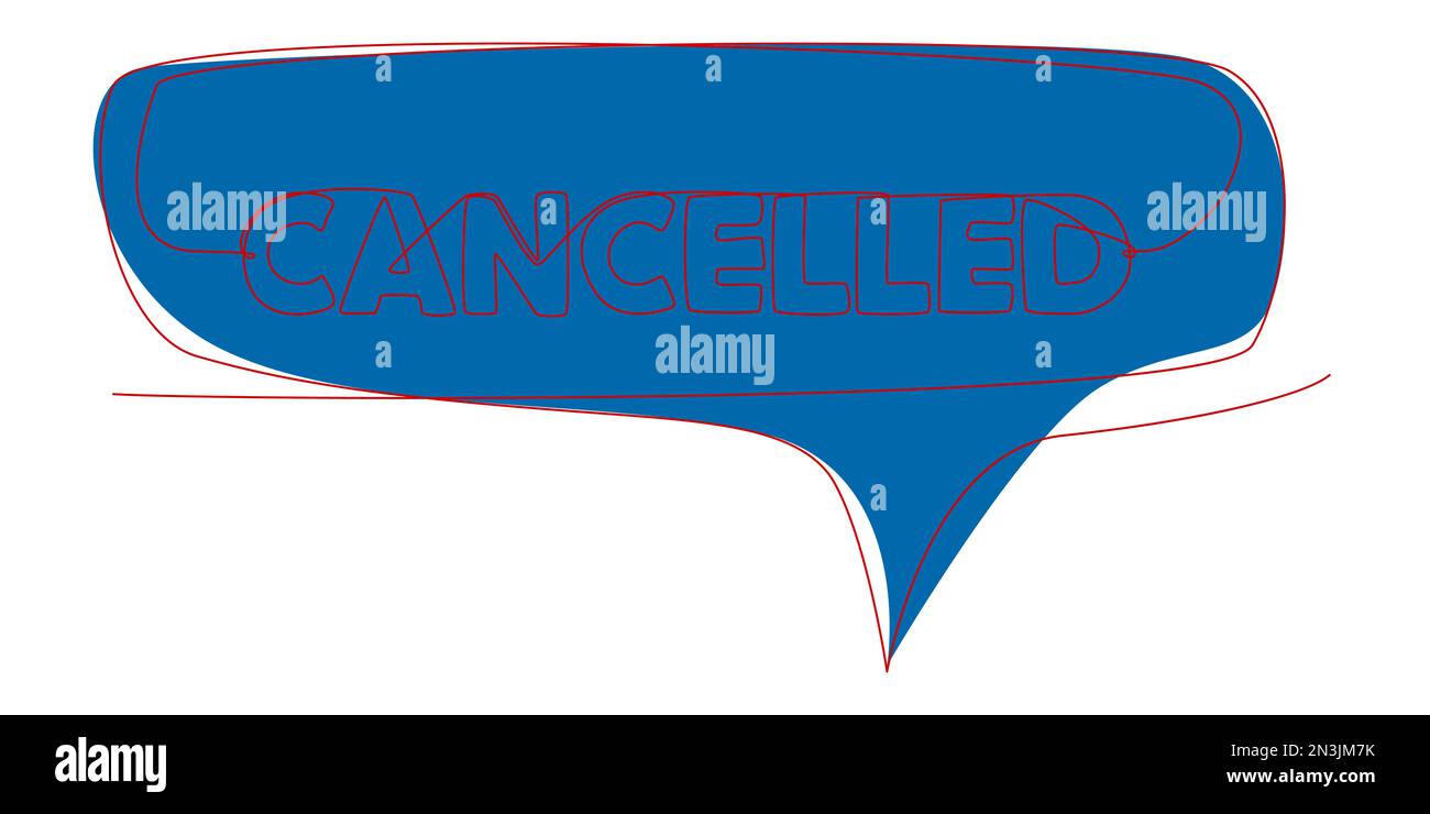 One Continuous Line Of Speech Bubble With Cancelled Text Thin Line