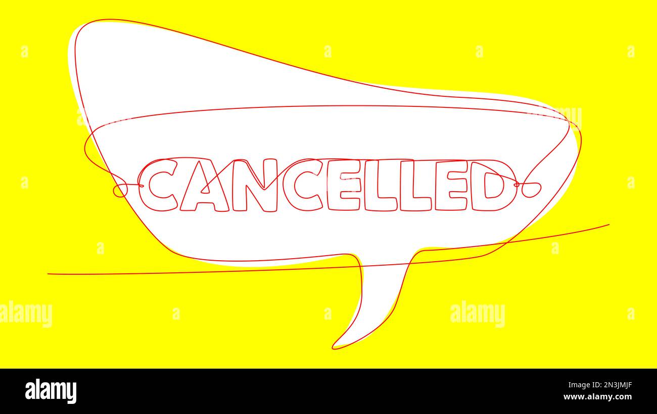One Continuous Line Of Speech Bubble With Cancelled Text Thin Line