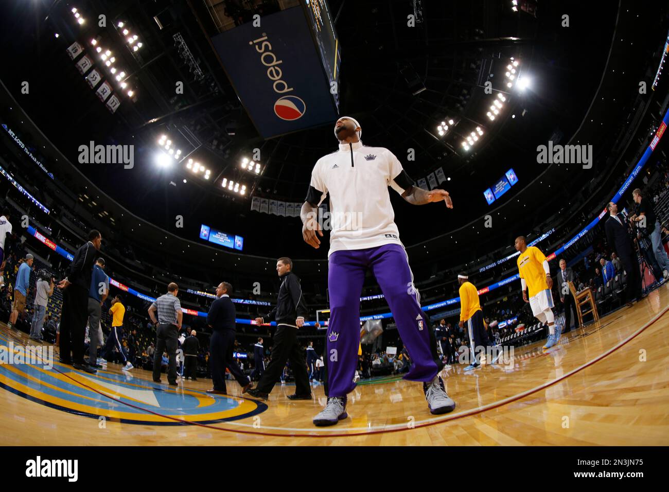 As viewed through a fisheye lens, Sacramento Kings center DeMarcus ...