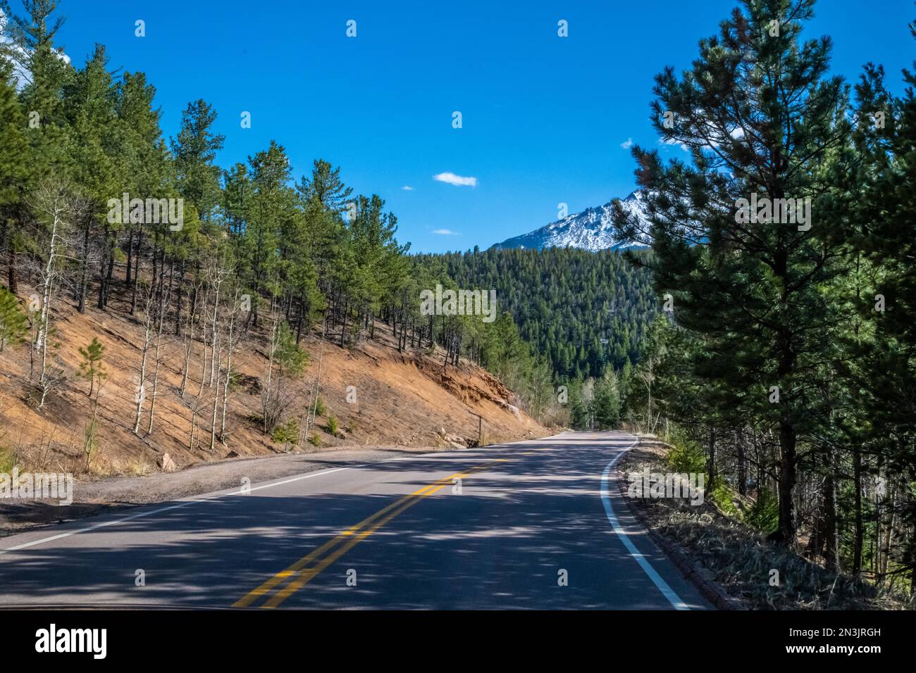 A long way down the road going to Colorado Springs, Colorado Stock ...