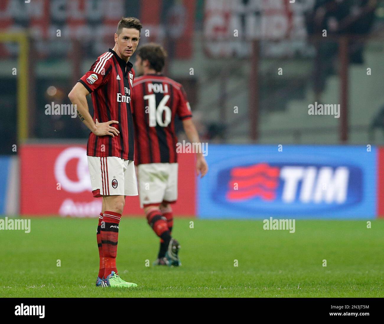 AC Milan's Fernando Torres stands during the Serie A soccer match ...