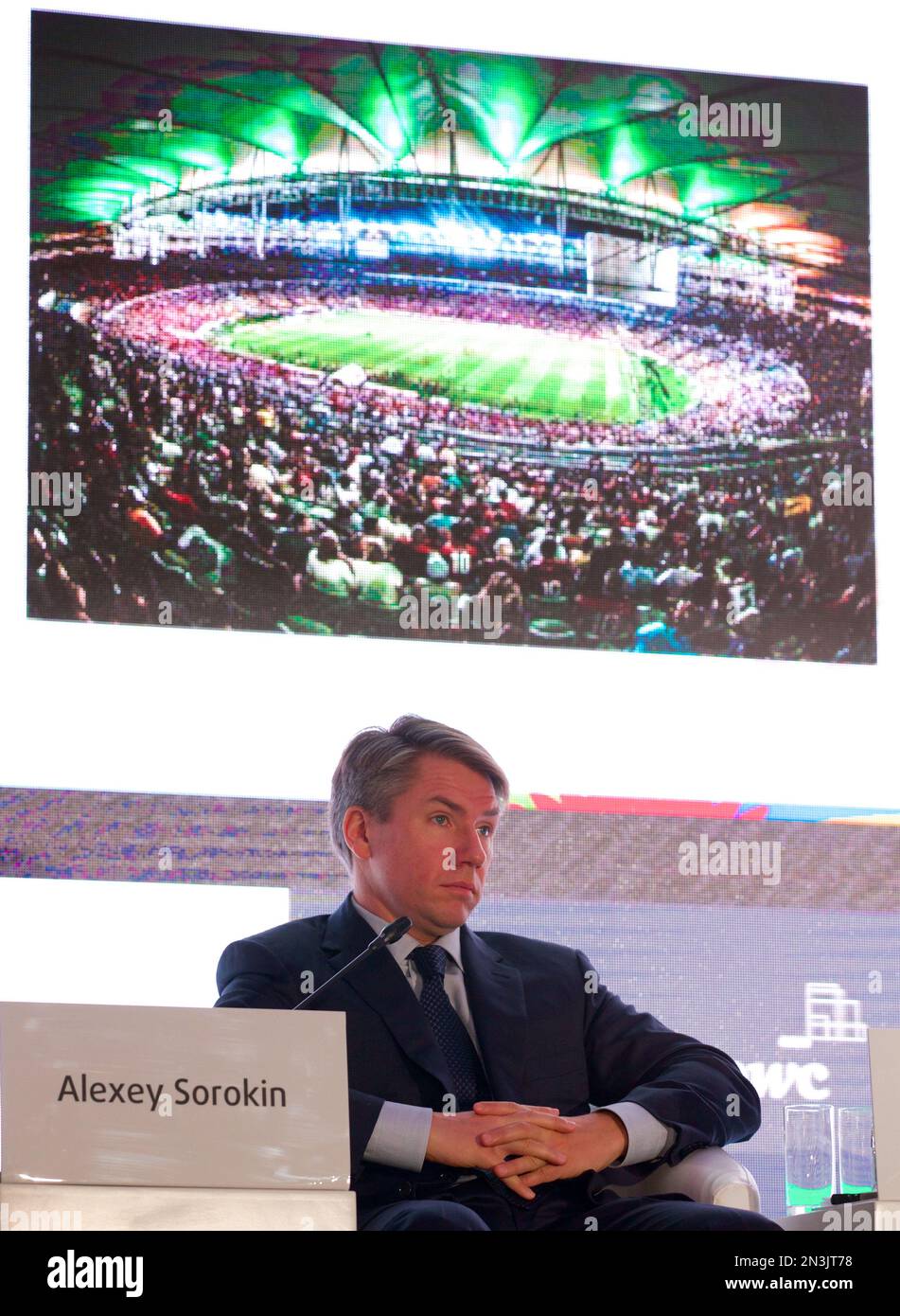 Alexey Sorokin, CEO of Russia 2018 LOC, listens during the World ...