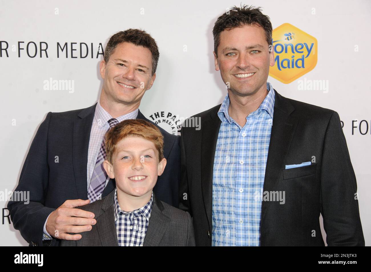 Tim Hartley, Noah Lyon-Hartley and Jason Lyon arrive at The Paley Center For Media Los Angeles ...
