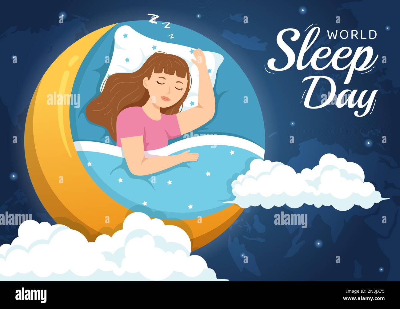 World Sleep Day on March 17 Illustration with People Sleeping and ...