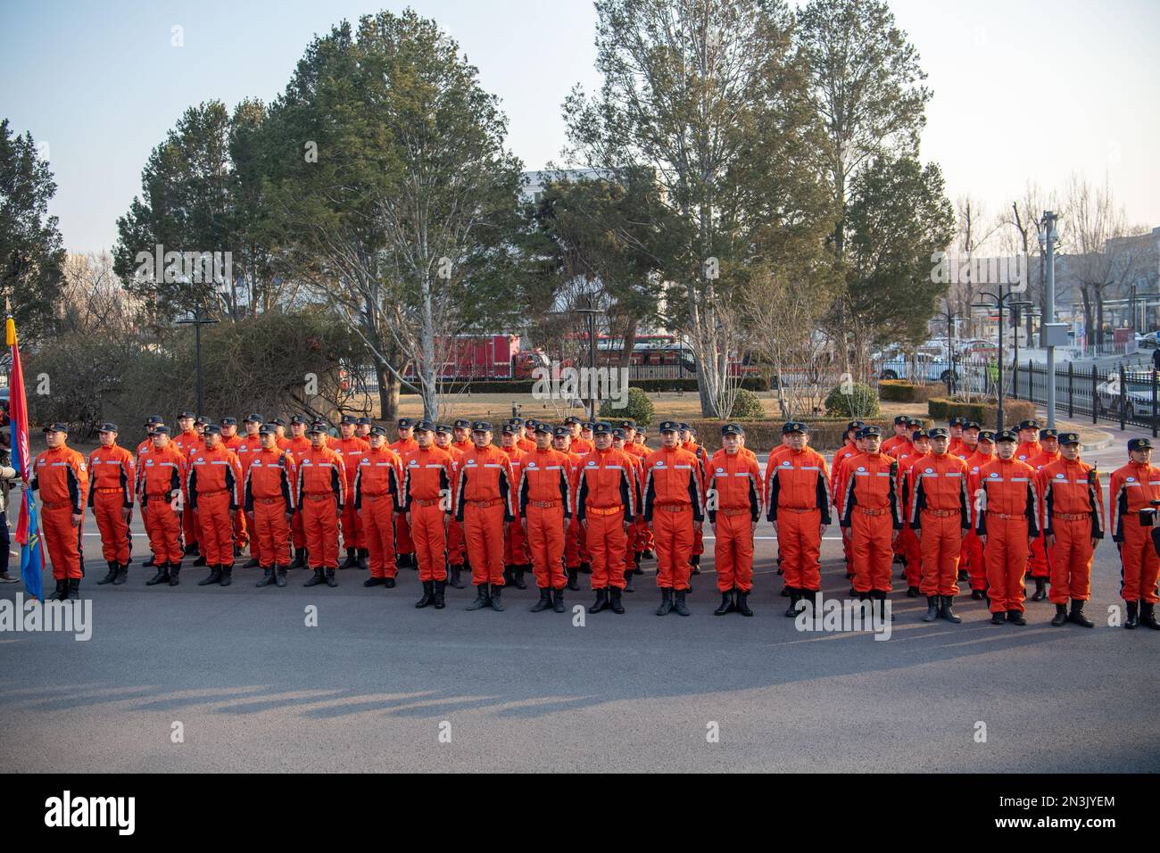 Members of a Chinese rescue team are seen before departing for Türkiye ...