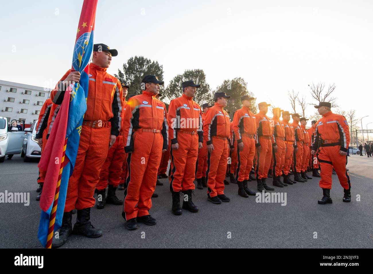 Members of a Chinese rescue team are seen before departing for Türkiye ...