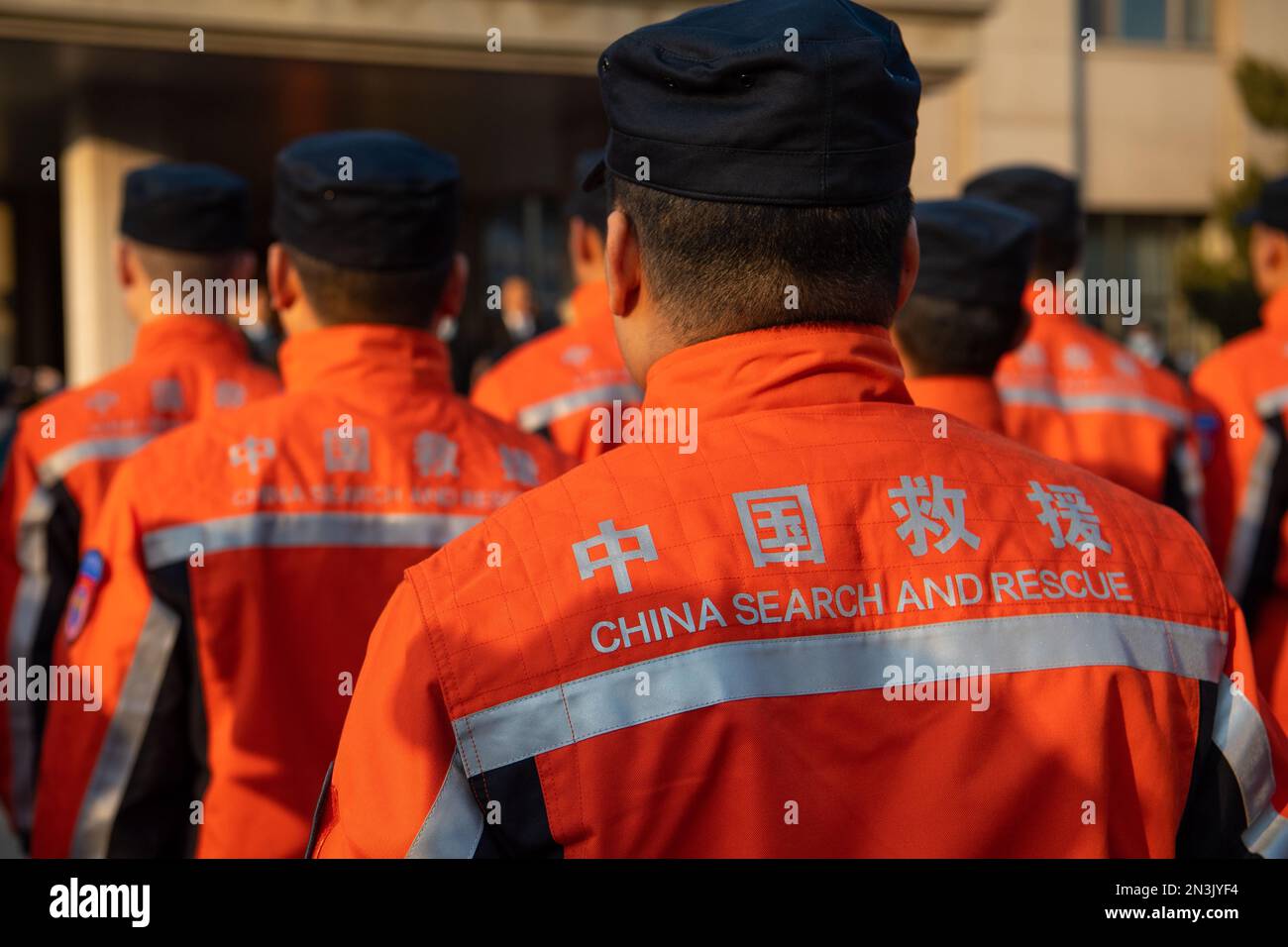 Members of a Chinese rescue team are seen before departing for Türkiye ...
