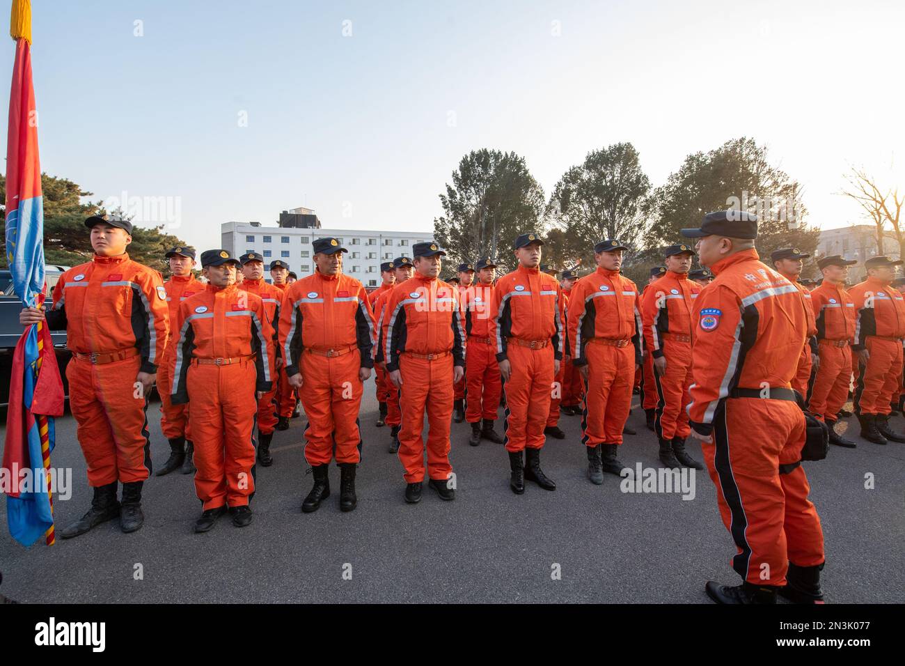 Members of a Chinese rescue team are seen before departing for Türkiye ...