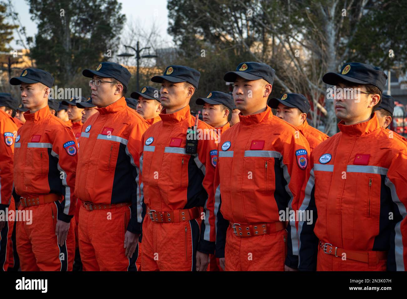 Members of a Chinese rescue team are seen before departing for Türkiye ...