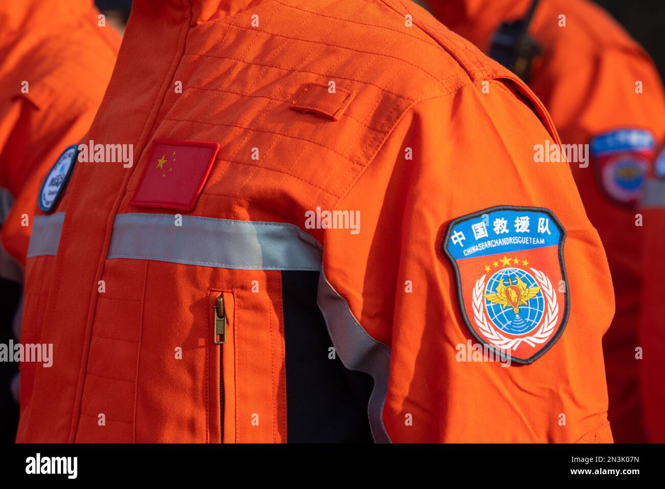 Members of a Chinese rescue team are seen before departing for Türkiye ...