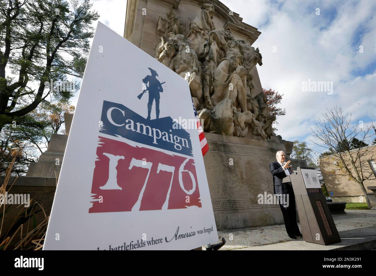 O. James Lighthizer, President of the Civil War Trust, stands in front ...