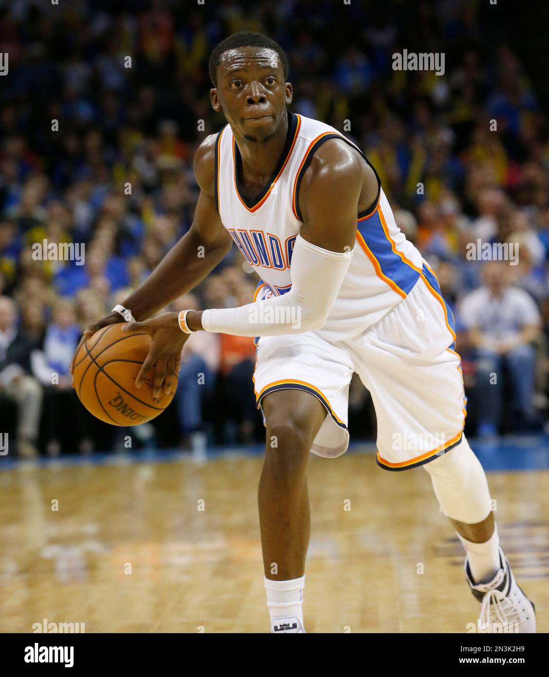 Oklahoma City Thunder guard Reggie Jackson (15) is pictured during an ...