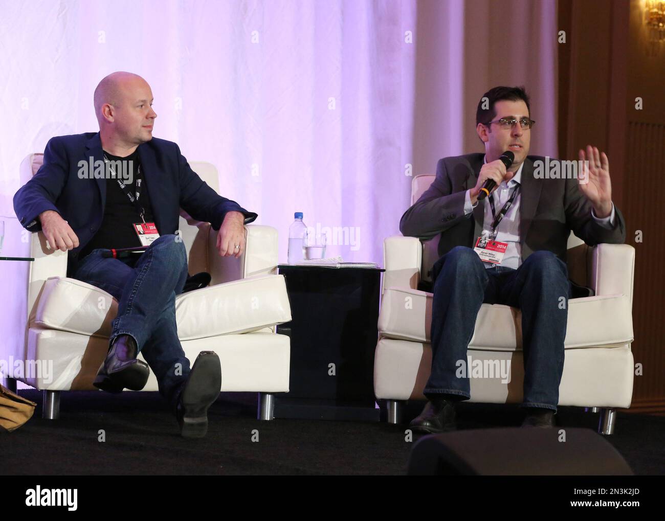Sam Toles, left, and Dylan Wiley attend the 2014 American Film Market ...