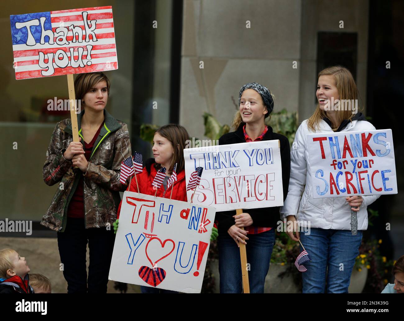 From left, Caroline Thomson, 14, Lauren Thomson, 10, Faith Egenolf, 11 ...