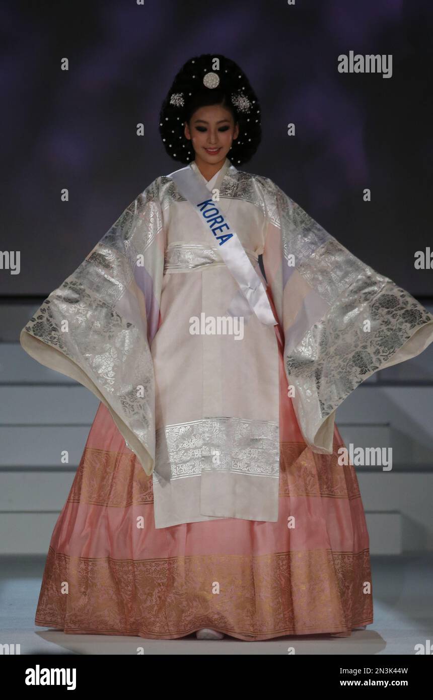 Miss South Korea Lee Seo-bin displays in the costume competition during ...