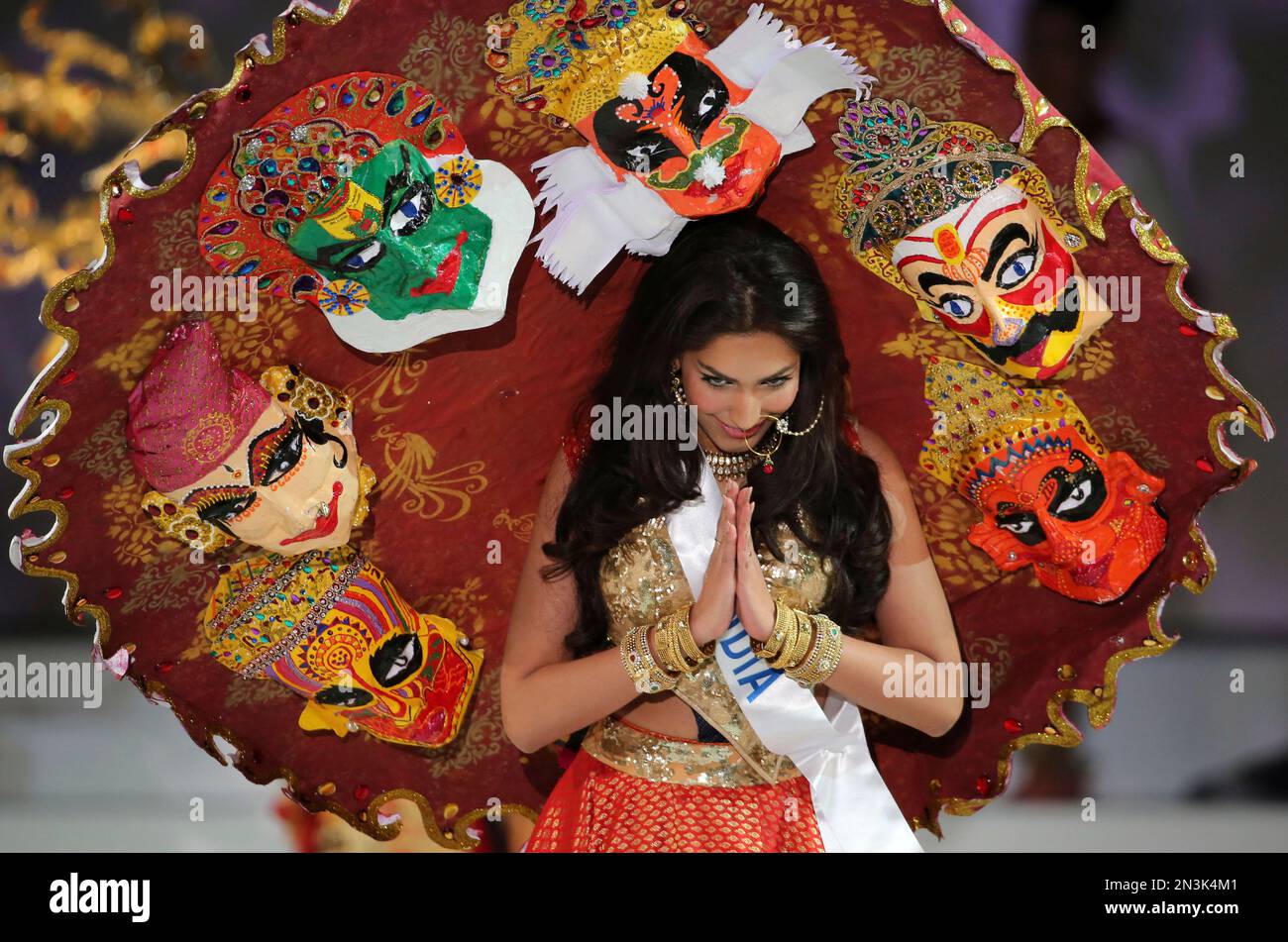 Miss India Jhataleka Malhotra displays the traditional consume during ...