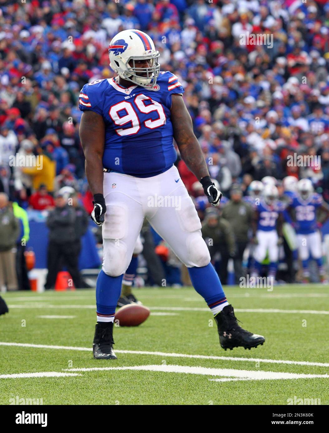 Buffalo Bills defensive tackle Marcell Dareus (99) celebrates a sack ...