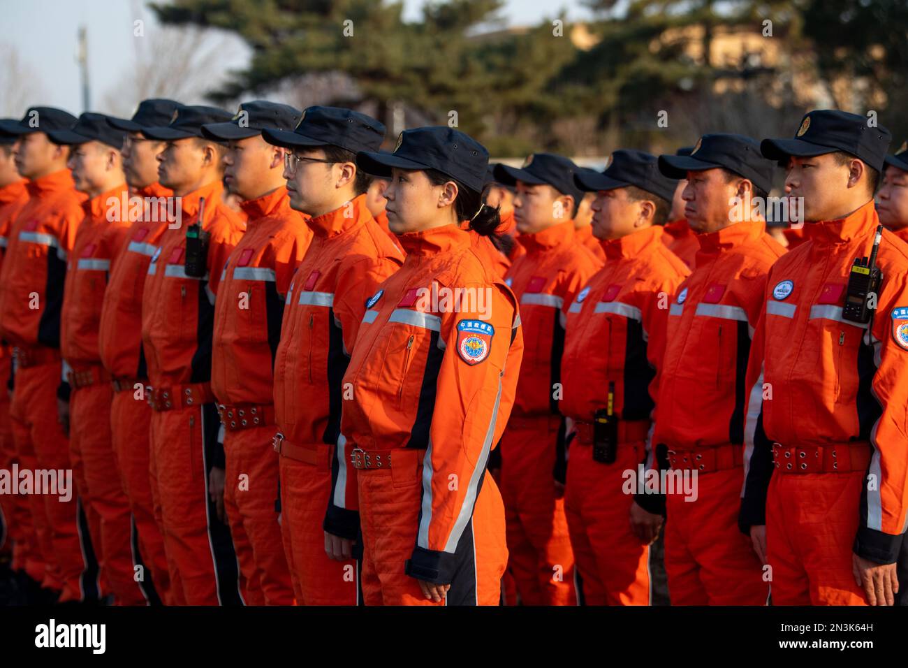 Members of a Chinese rescue team are seen before departing for Türkiye ...