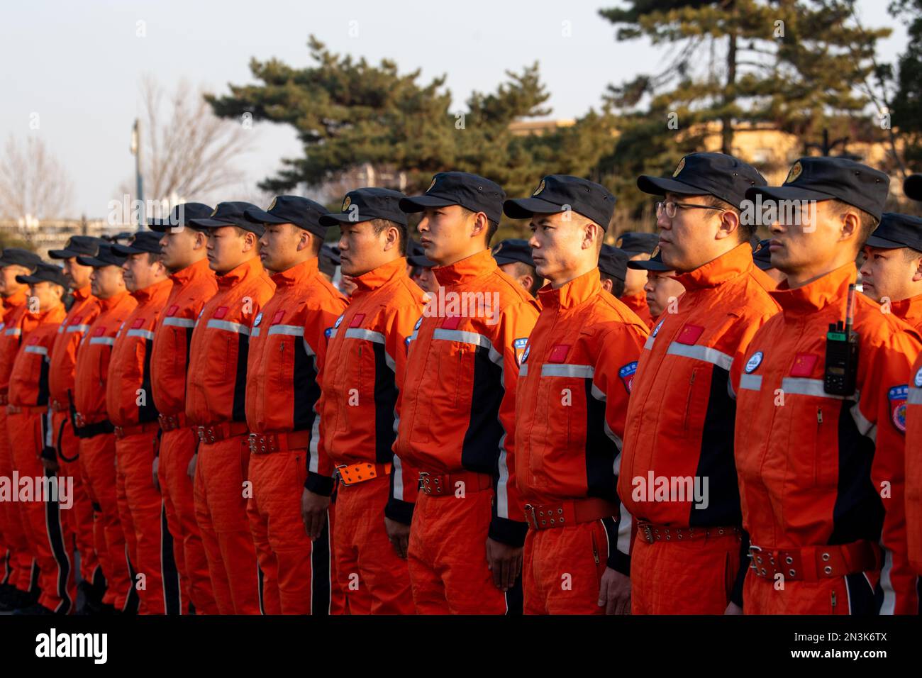 Members of a Chinese rescue team are seen before departing for Türkiye ...