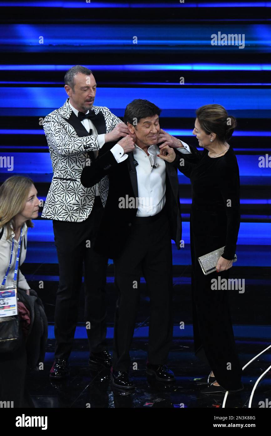 Sanremo, 73rd Italian Song Festival, First Episode. In the photo Gianni ...