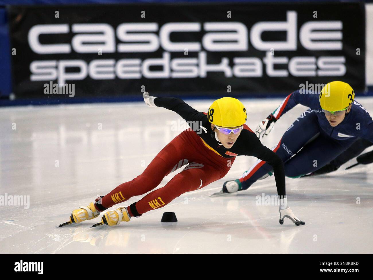 Fan Kexin, left, of China, and Arianna Fontana, of Italy, race in the ...