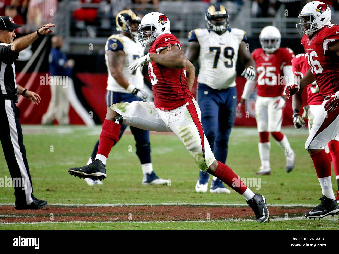 Arizona Cardinals defensive end Calais Campbell celebrates his sack of ...