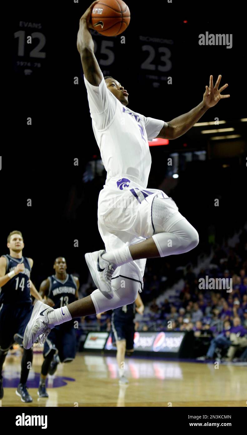 Kansas State's Marcus Foster goes up for a shot during the first half ...