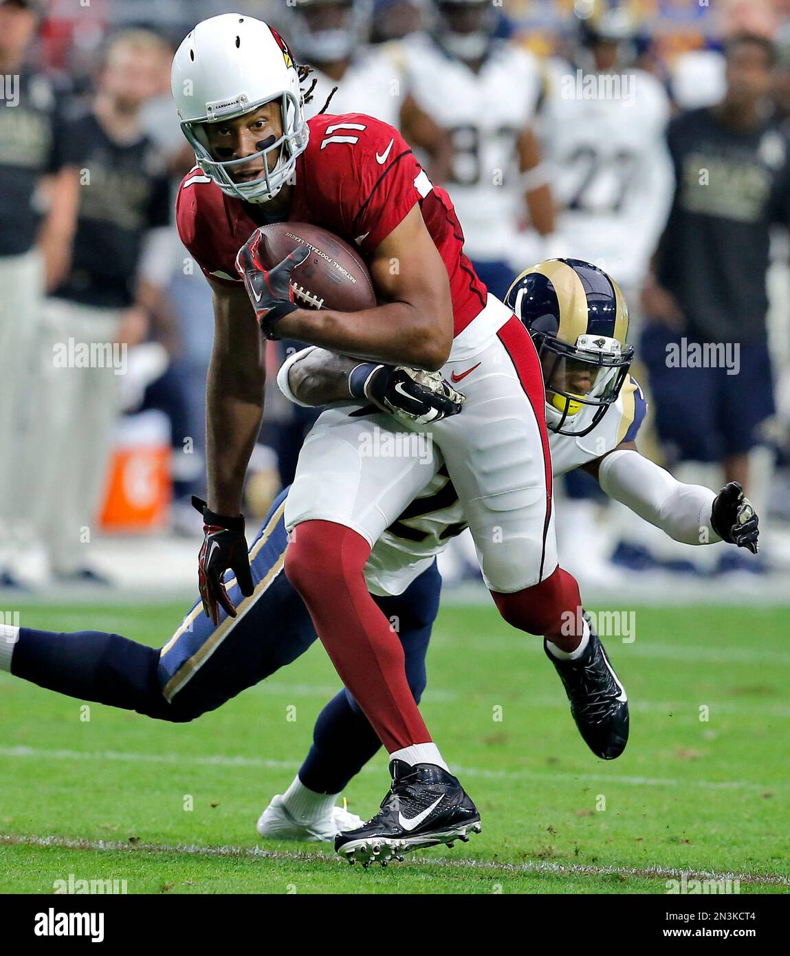 Arizona Cardinals wide receiver Larry Fitzgerald (11) runs as St. Louis ...