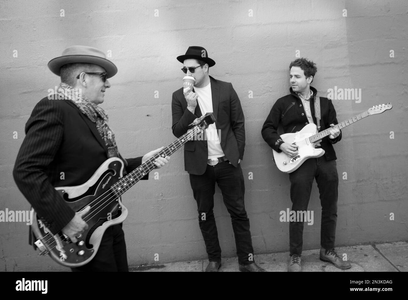 Elvis Costello, Marcus Mumford and Taylor Goldsmith (L to R)- pose for ...