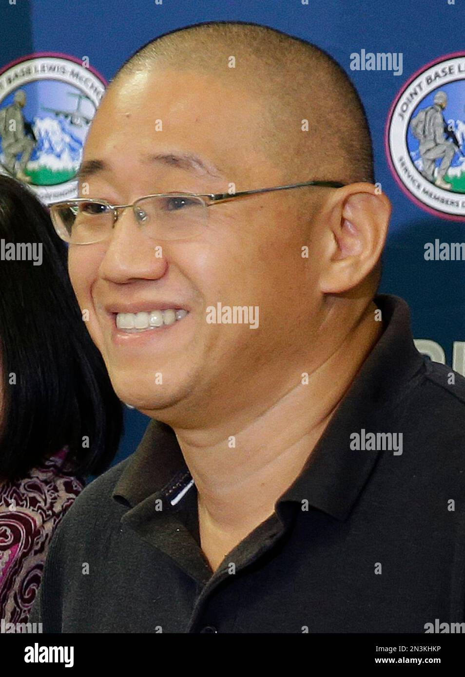 Kenneth Bae, who had been held in North Korea since 2012, smiles as he ...