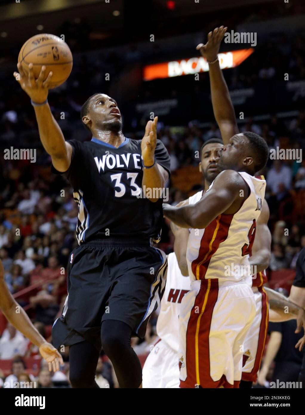 Minnesota Timberwolves forward Thaddeus Young (33) goes to the basket ...