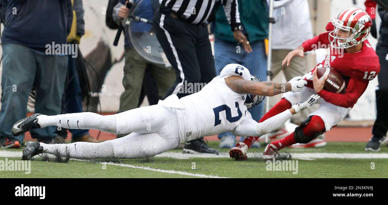 Penn State safety Marcus Allen (2) knocks Indiana quarterback Zander ...