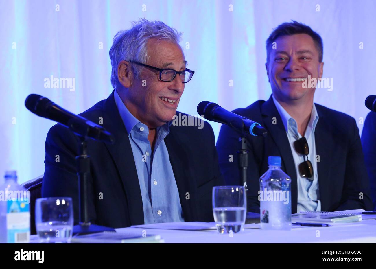 Hawk Koch, left, and Fredrik Malmberg at the 2014 American Film Market ...