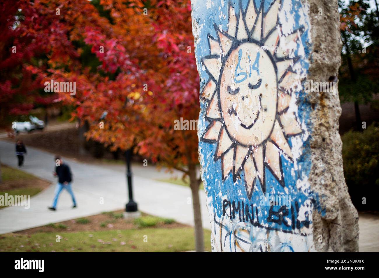 In this picture taken Wednesday, Nov. 5, 2014, a piece of the Berlin ...