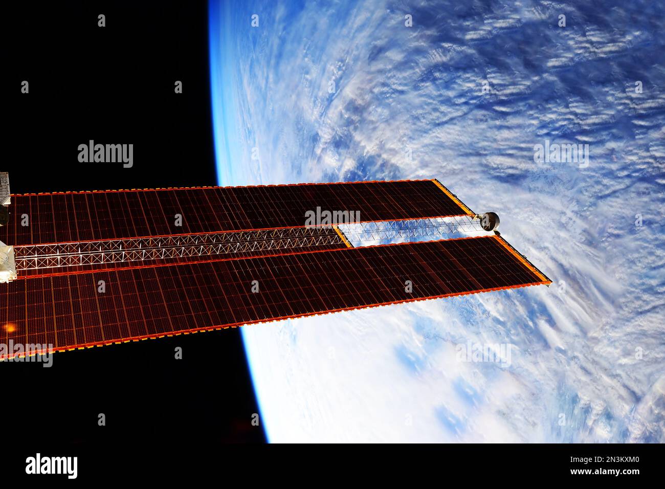 Space satellite above the earth in space. Elements of this image ...