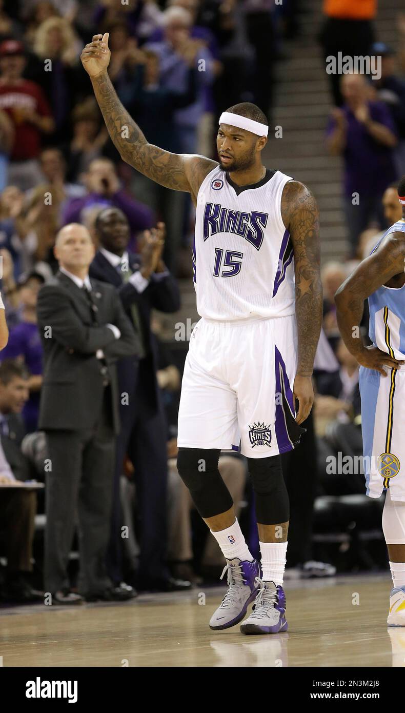 Sacramento Kings center DeMarcus Cousins celebrates after scoring ...