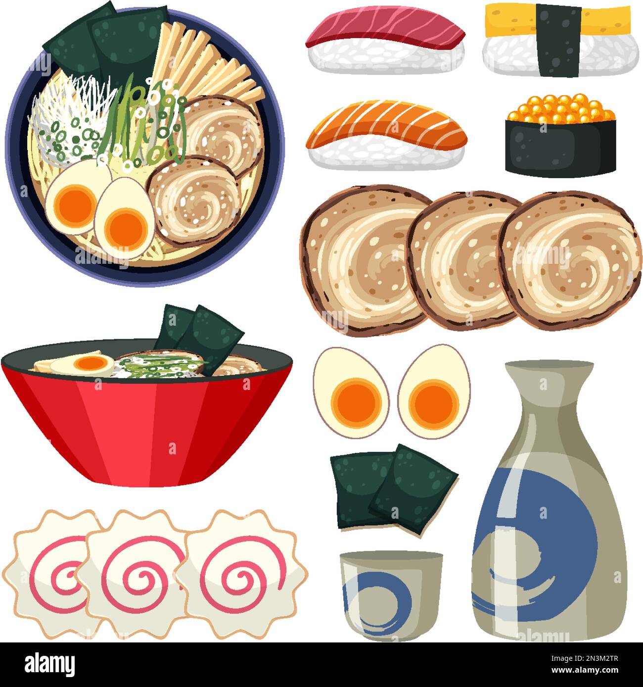 Set of ingredients for ramen illustration Stock Vector Image & Art - Alamy