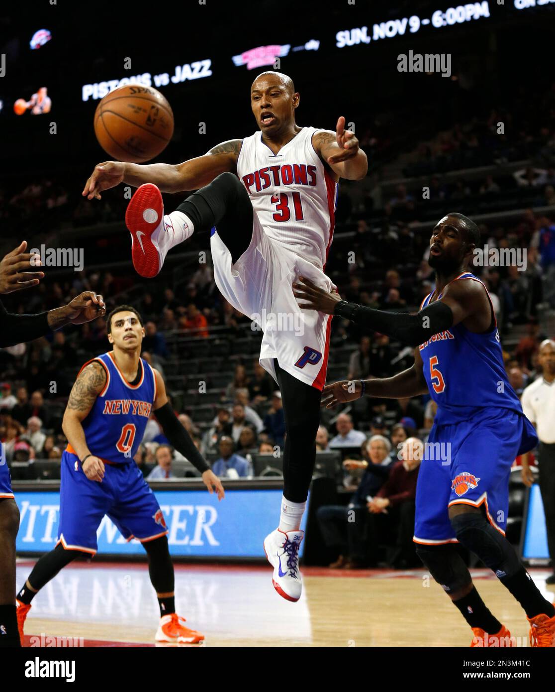 Detroit Pistons forward Caron Butler (31) loses the ball against the ...