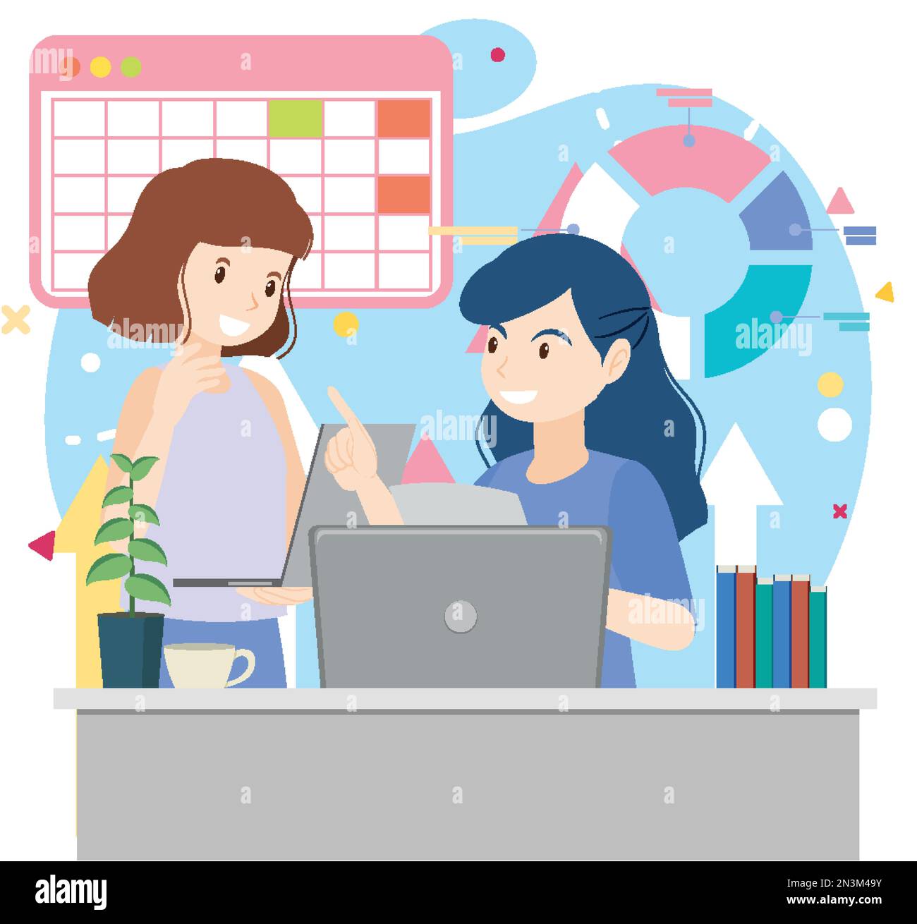 Working characters flat design for web banner illustration Stock Vector ...